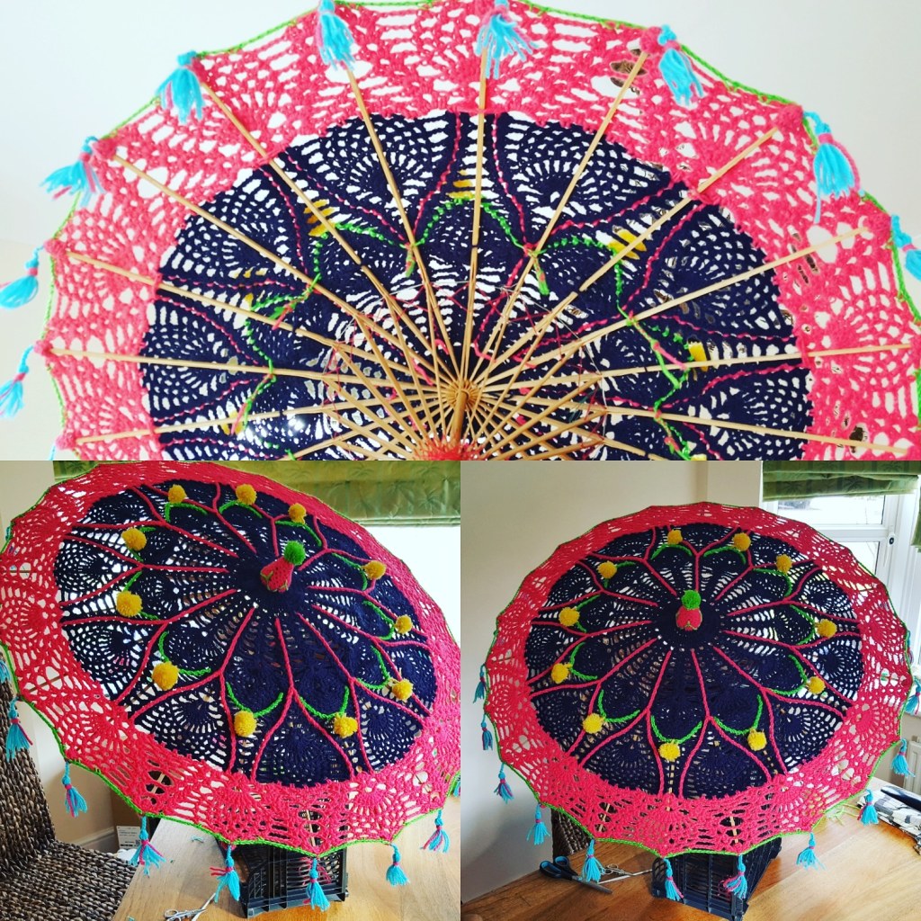 A crochet parasol part 2; finishing off | kellymariemcewan